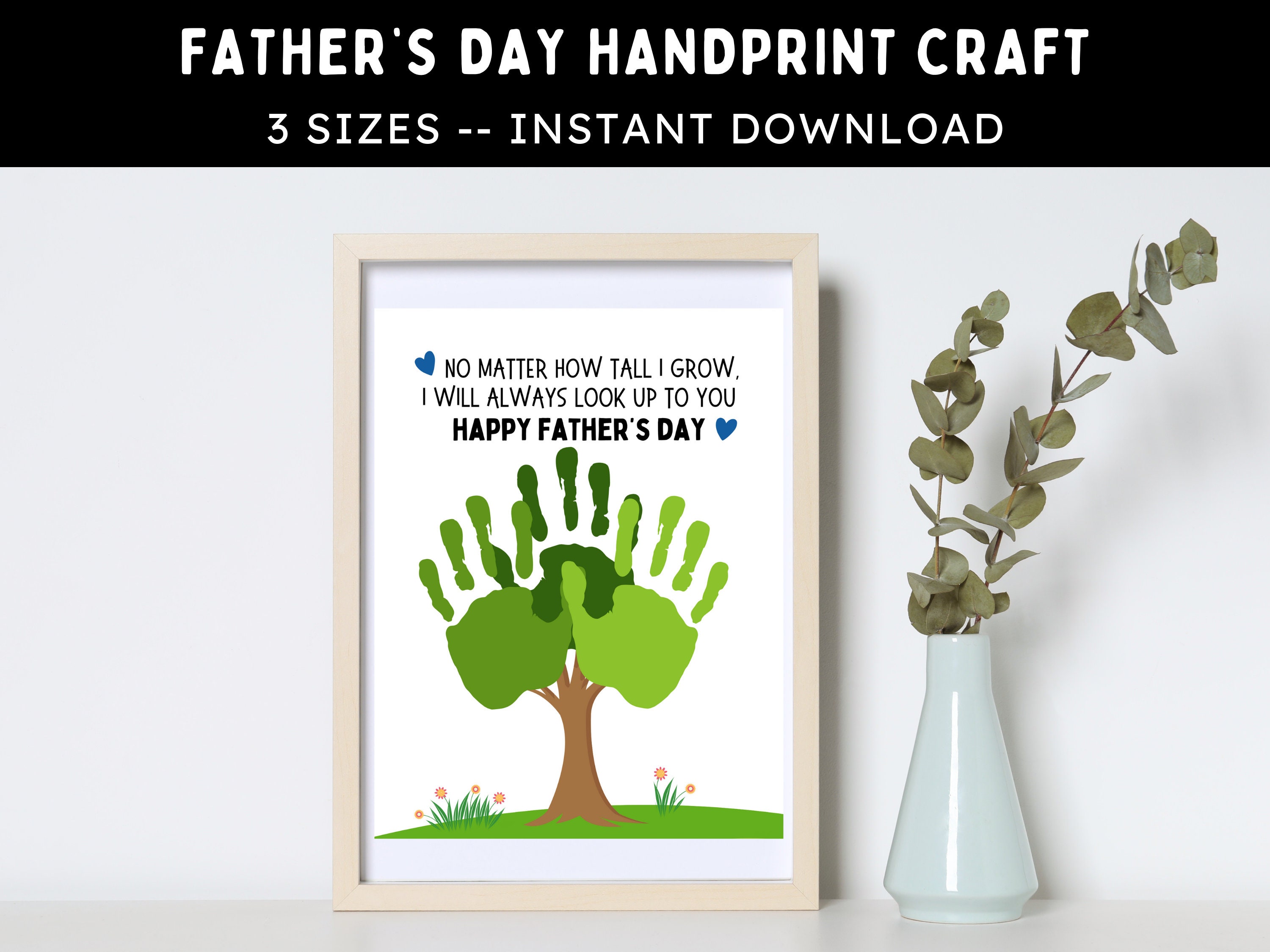 Father's Day Tree Handprint Craft Printable DIY Handprint Activity Dad ...
