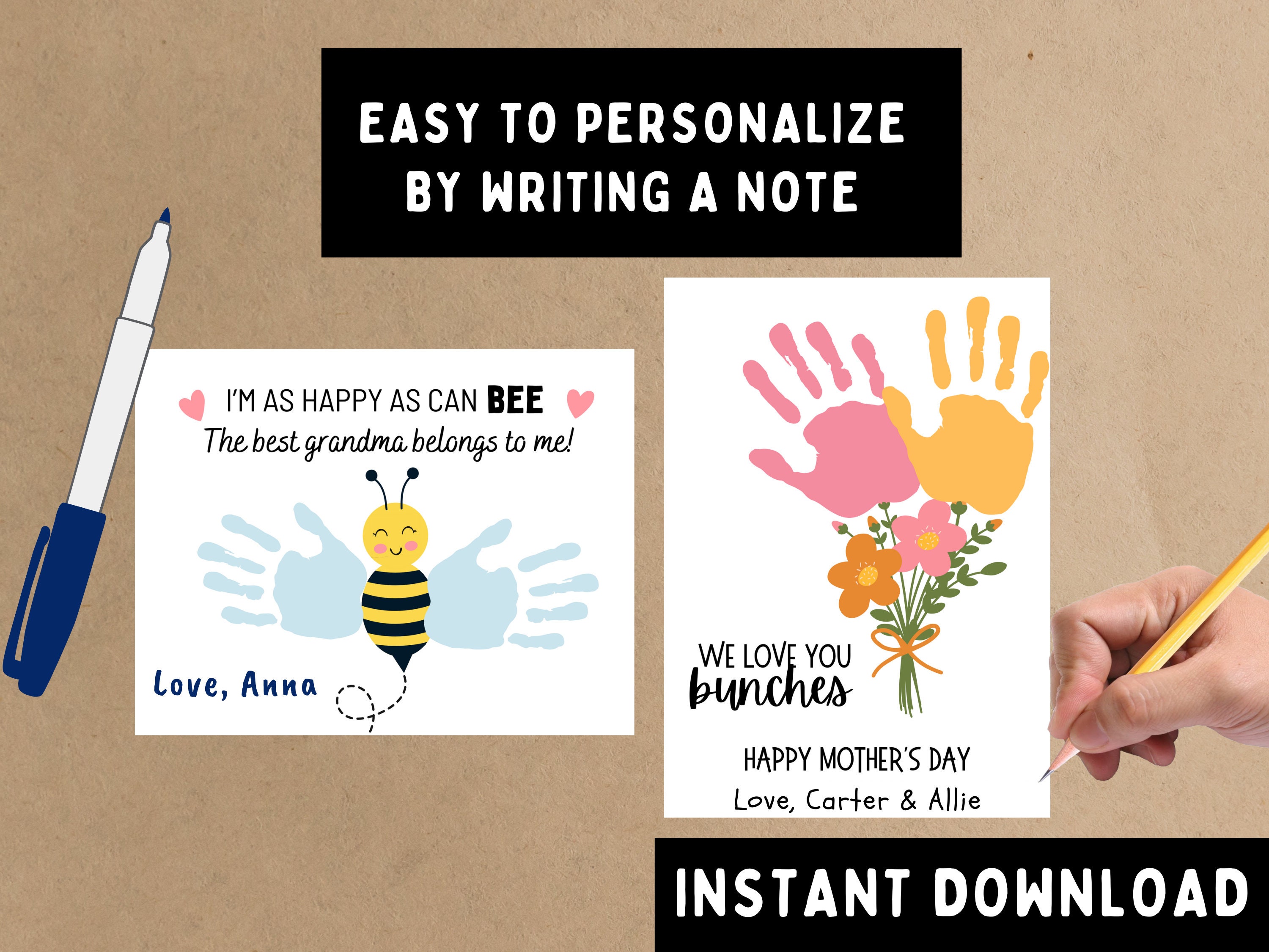 Mother's Day for Grandma Handprint Craft Bundle Printable DIY Craft ...