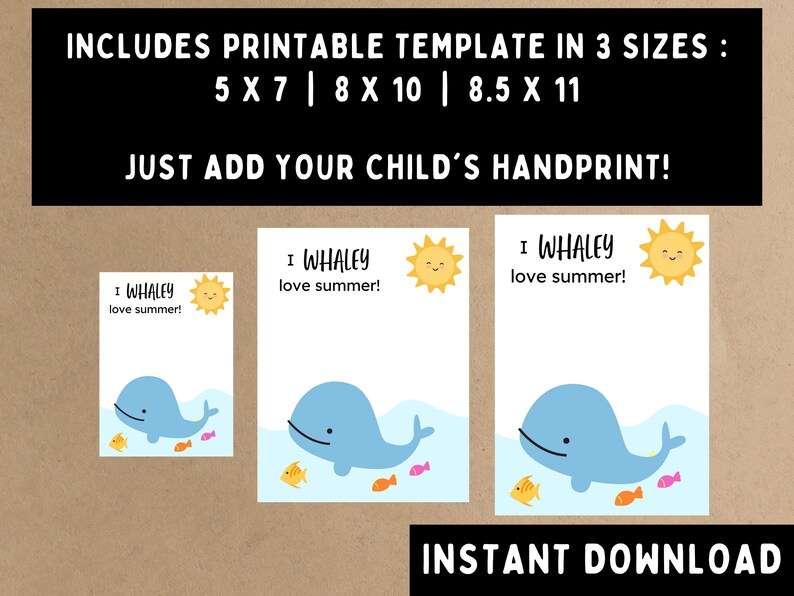 Summer Whale Handprint Craft -- Printable DIY Ocean Art Activity for ...