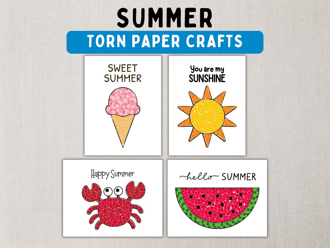 Summer Cut and Paste Paper Crafts -- Printable Torn Paper Art ...