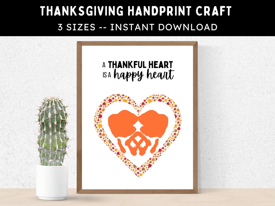 Thankful Heart Handprint Craft -- Printable Thanksgiving, Fall or ...