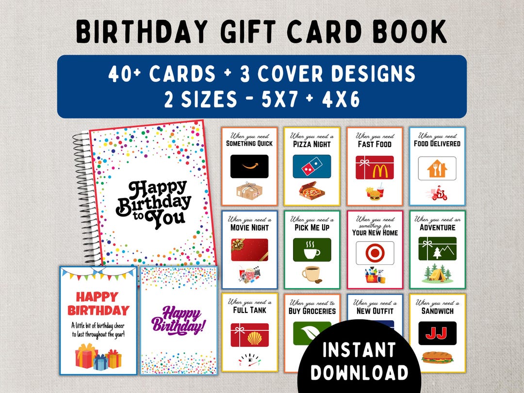 Birthday Gift Card Book - Printable Gift Card Holder for College ...
