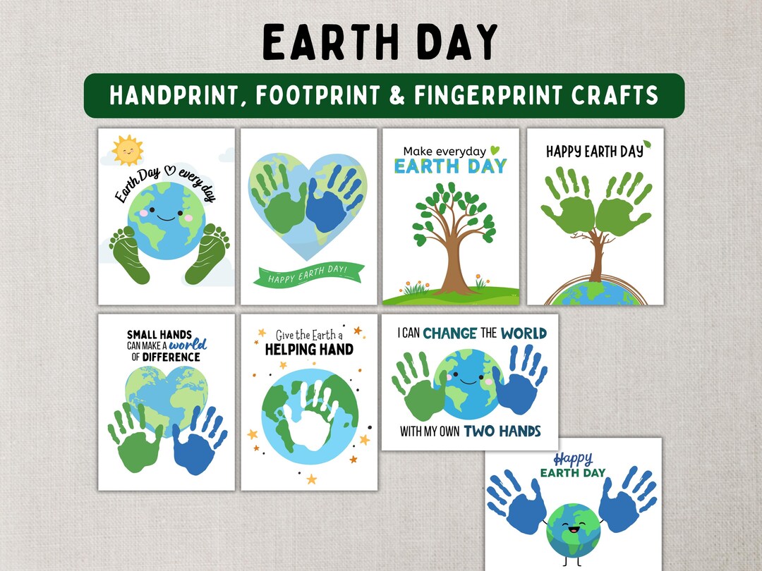 8 Earth Day Handprint and Footprint Craft Bundle -- Printable DIY Art ...