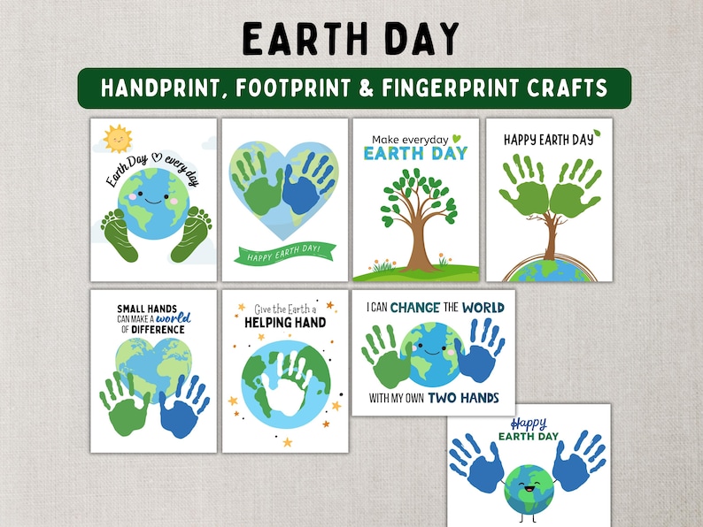 8 Earth Day Handprint and Footprint Craft Bundle -- Printable DIY Art ...