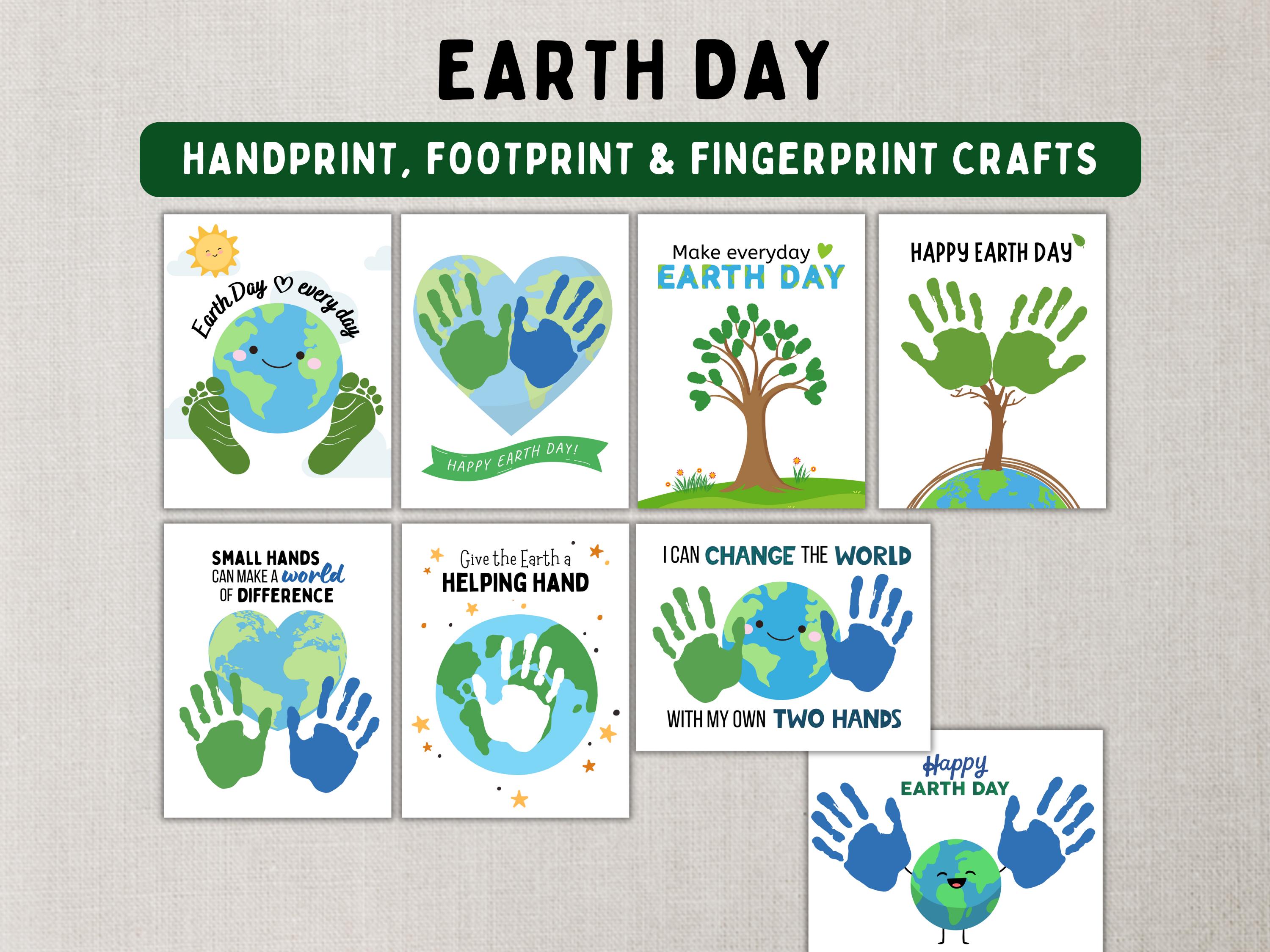 8 Earth Day Handprint and Footprint Craft Bundle -- Printable DIY Art ...