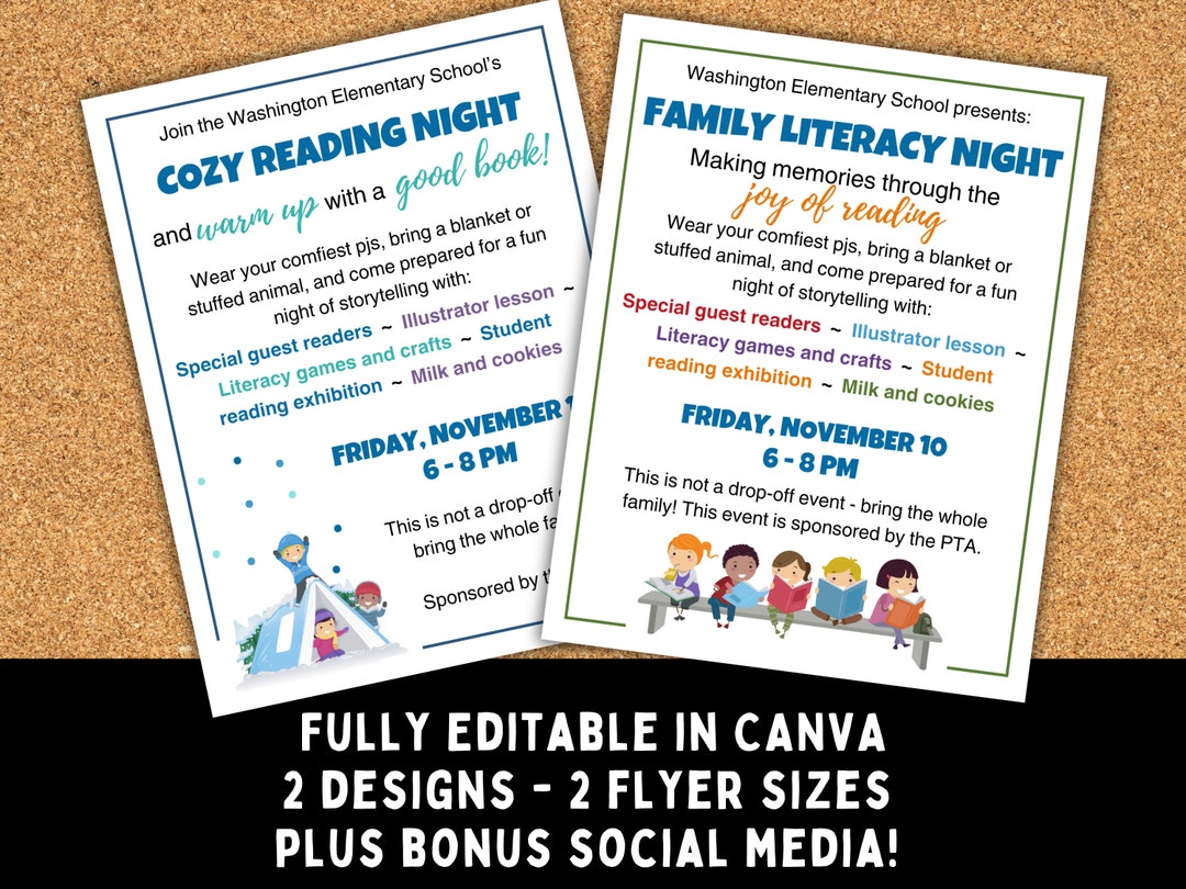 Reading Night Flyer - Customizable Invitation to Family Literacy Night ...