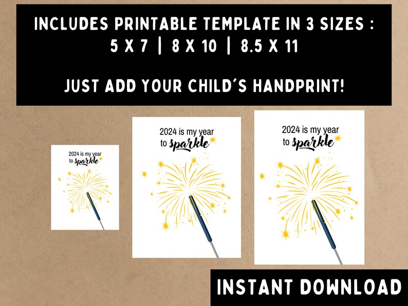 2024 New Year Sparkler Handprint Craft Printable DIY Handprint Activity ...