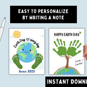 8 Earth Day Handprint and Footprint Craft Bundle -- Printable DIY Art ...
