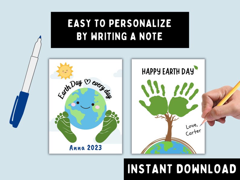 8 Earth Day Handprint and Footprint Craft Bundle -- Printable DIY Art ...