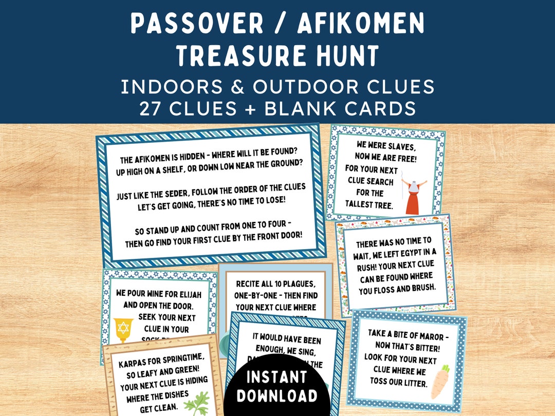 Passover Afikomen Treasure Hunt -- Printable Clues for Seder ...