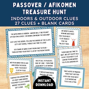 Passover Afikomen Treasure Hunt -- Printable Clues for Seder ...