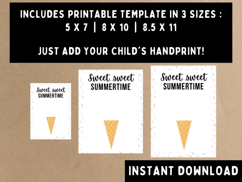 Summer Ice Cream Handprint Craft Printable DIY Art Activity for Kids ...