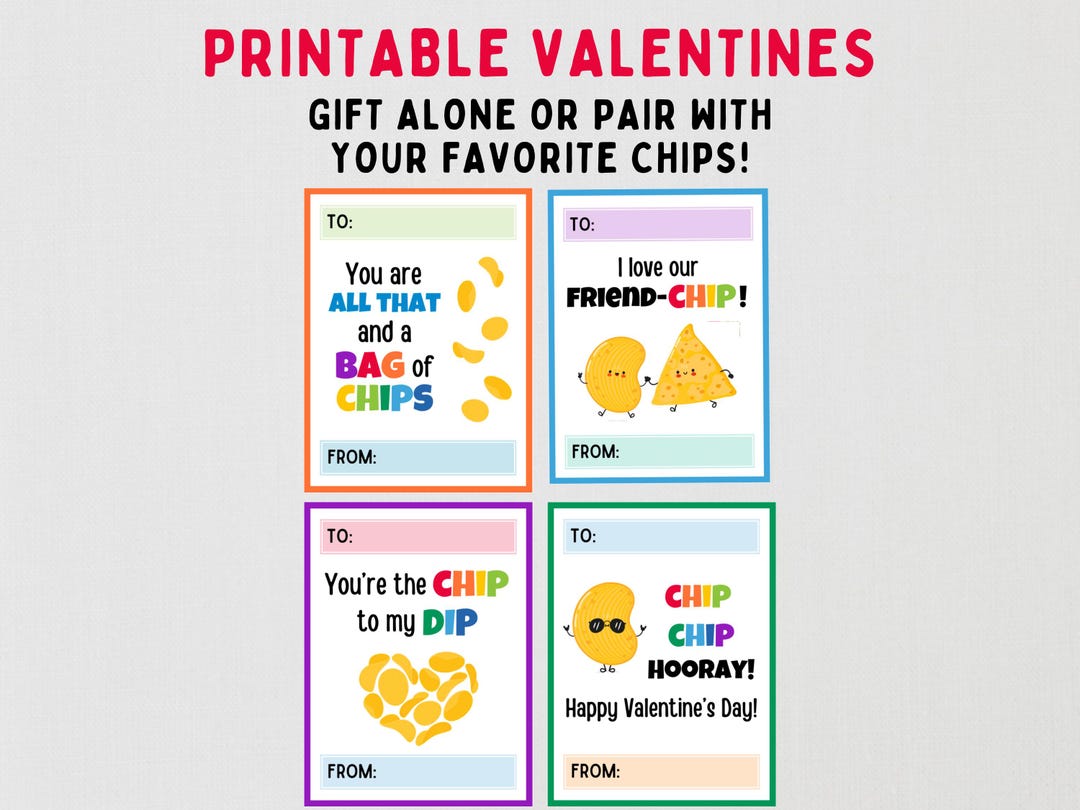 Potato Chip Classroom Valentine Cards -- Printable School and Party ...