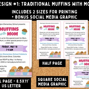 Muffins With Mom / Muffins in the Morning - Editable Canva Template for ...