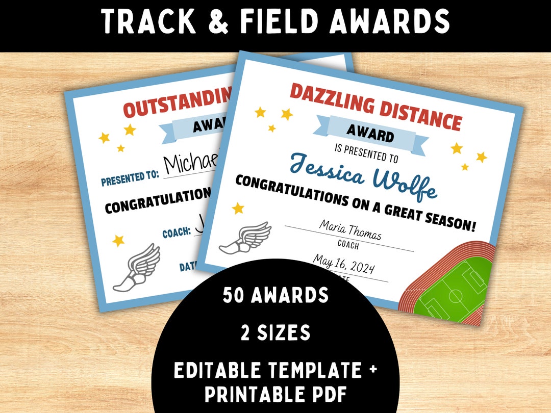 Track and Field Awards -- Customizable Superlative Certificates for End ...