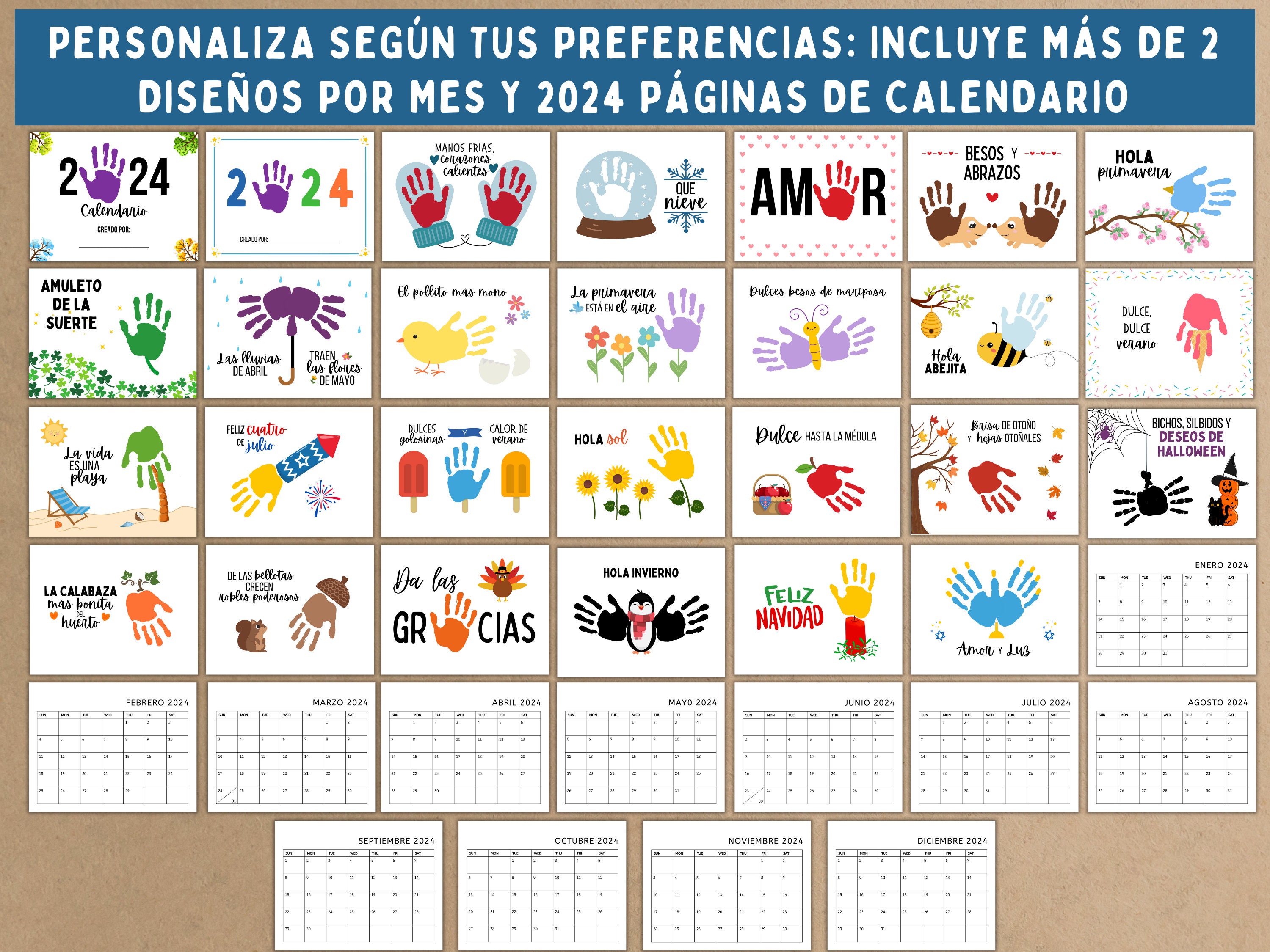 2025 Calendario De Huellas De Manos Spanish Handprint Calendar Arte Con ...