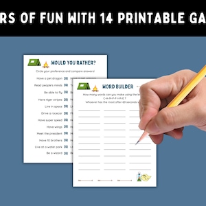 Camping-themed Party Games, Printable Camp Games, Camp Bunk Games ...