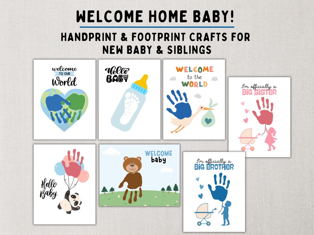 New Baby Handprint Crafts for Newborn & Siblings - Printable Keepsakes ...
