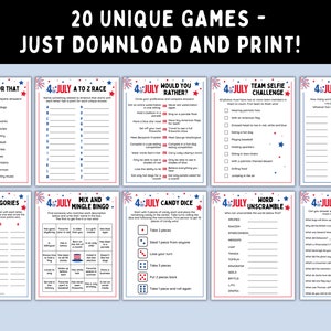4th of July Party Games -- Printable July 4th Games -- Patriotic Games ...
