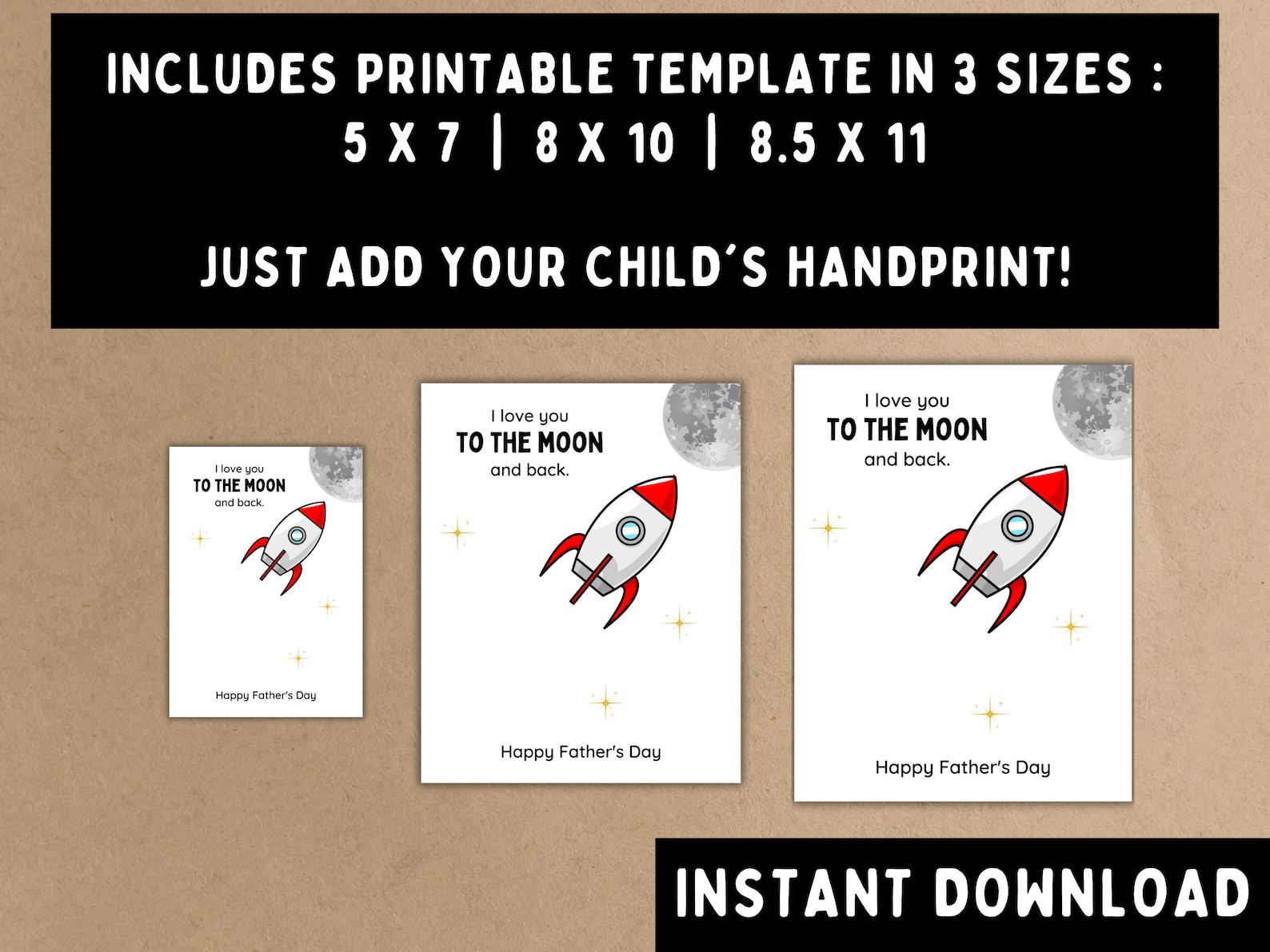 Father's Day Rocketship Handprint Craft -- Printable DIY Space-themed ...