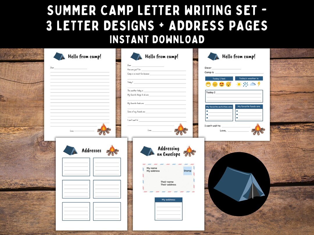 Blue Printable Letter From Camp -- Kids Overnight Camp Notes ...