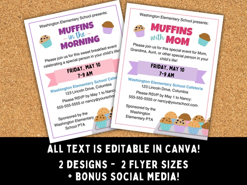 Muffins With Mom / Muffins in the Morning - Editable Canva Template for ...