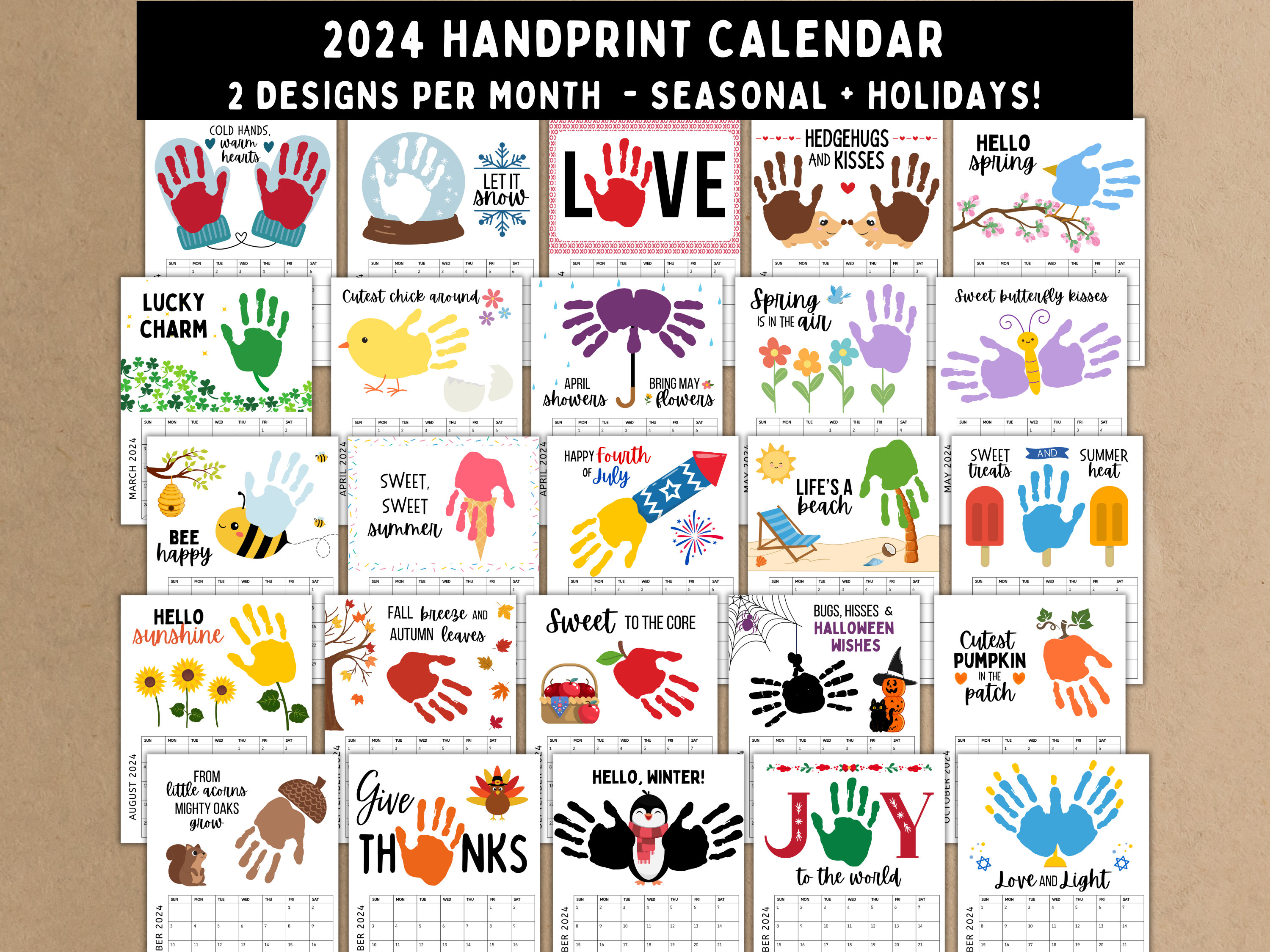 2024 Handprint Calendar Printable Handprint Craft - Etsy Australia