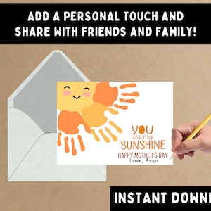 Mother's Day Sun Handprint Craft - You Are My Sunshine - Printable DIY ...