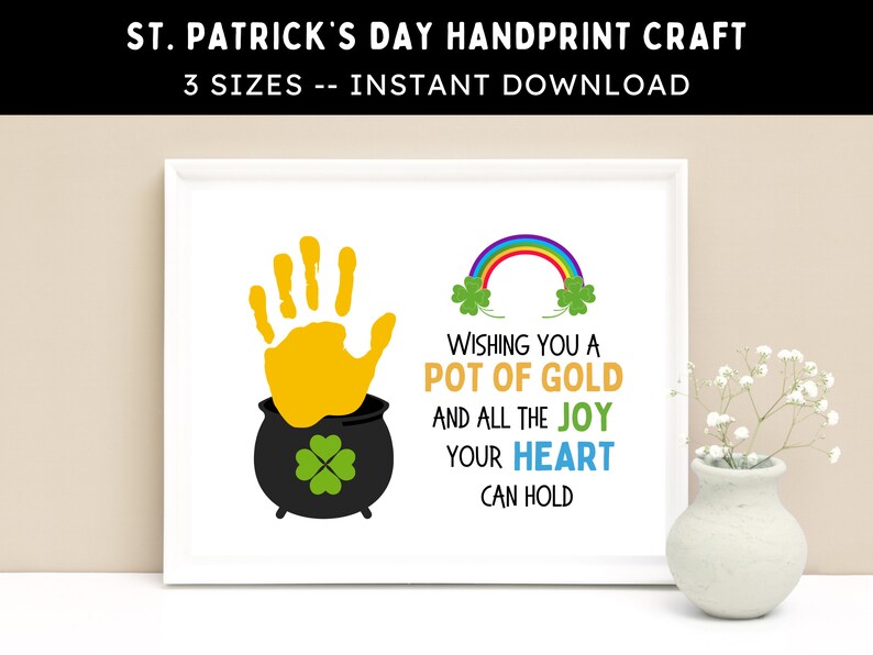 St. Patrick's Day Pot of Gold Handprint Craft Printable DIY Art ...