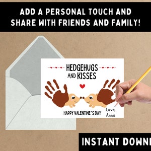 Valentine's Day Hedgehog Handprint Craft -- Printable DIY Hugs and ...