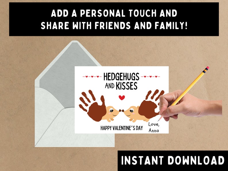 Valentine's Day Hedgehog Handprint Craft -- Printable DIY Hugs and ...