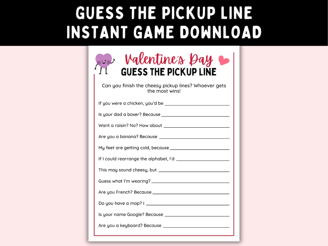 Guess the Pickup Line Game -- Printable Valentines Party Activity for ...
