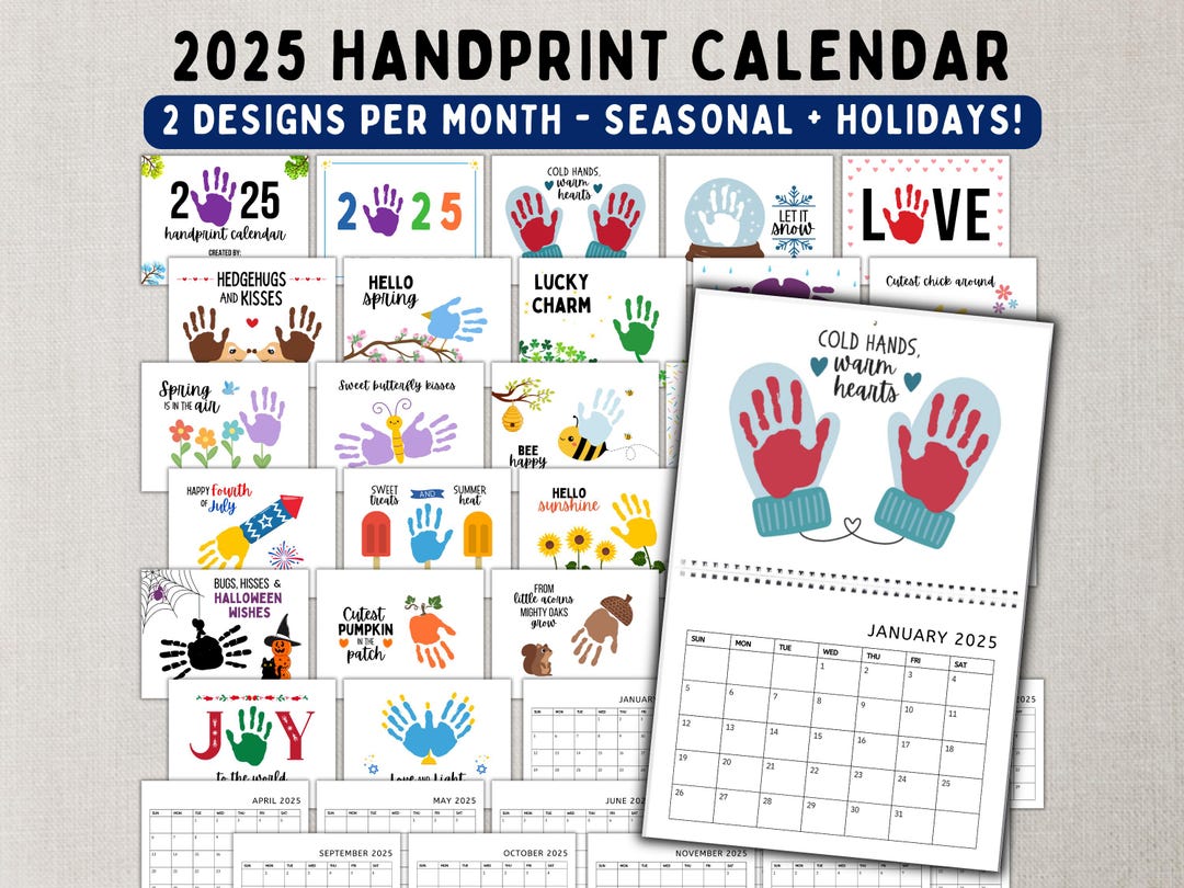 2025 Printable Handprint Calendar Craft - DIY Keepsake and Gift From ...