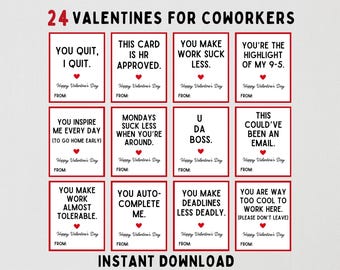 Coworker Valentine Tags, Funny Workplace Valentine Cards, Office ...