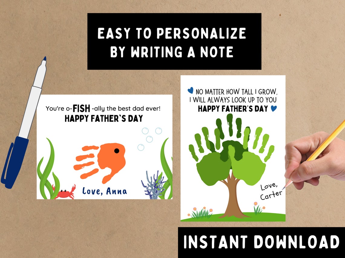 Father's Day Handprint, Footprint and Fingerprint Craft Bundle ...