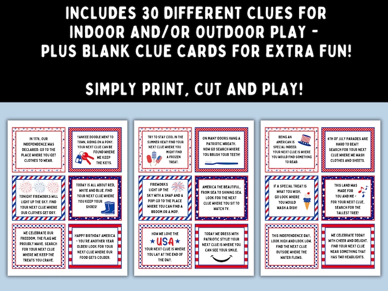 4th of July Treasure Hunt Printable July 4th Scavenger Hunt ...