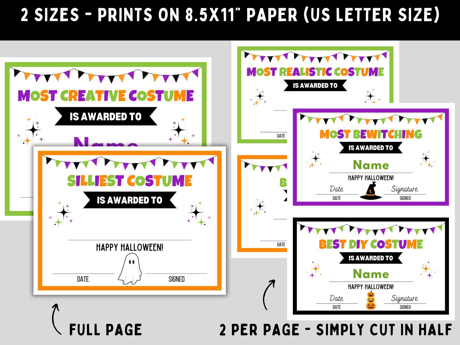 Halloween Costume Awards -- Printable Party Prizes, Contest ...