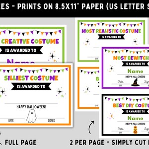 Halloween Costume Awards -- Printable Party Prizes, Contest ...