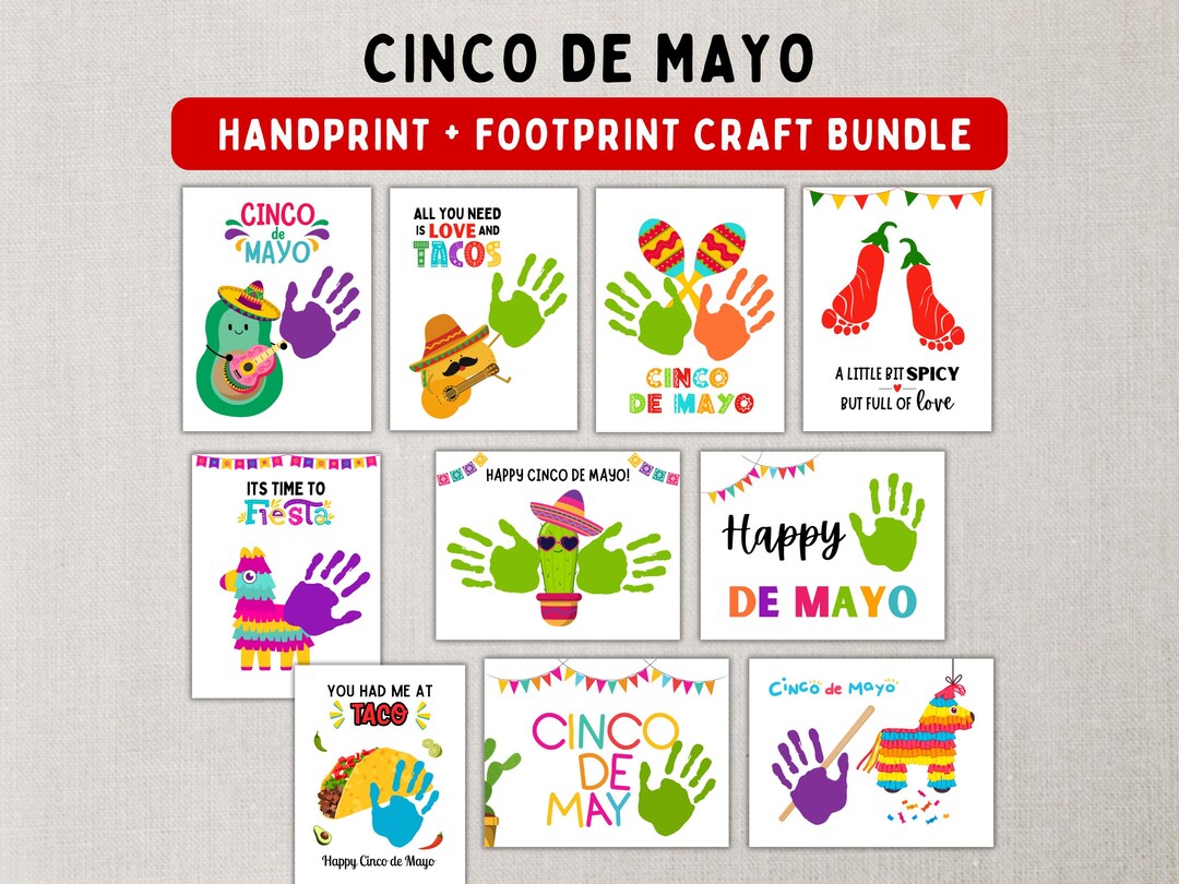Cinco De Mayo Handprint & Footprint Craft Bundle -- Printable DIY Art ...
