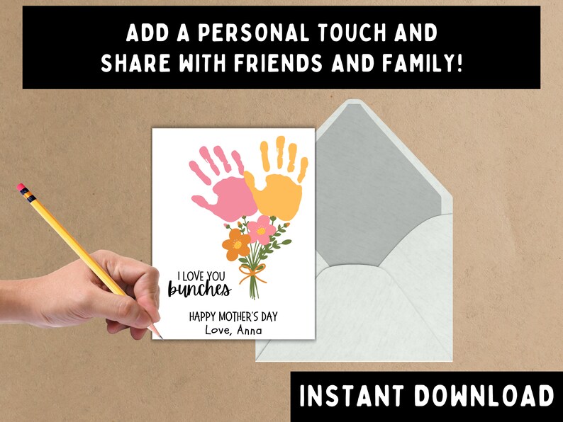 Mother's Day Handprint Craft I Love You Bunches Printable DIY Handprint ...