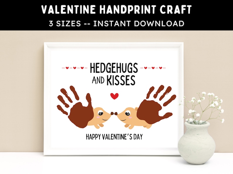 Valentine's Day Hedgehog Handprint Craft -- Printable DIY Hugs and ...