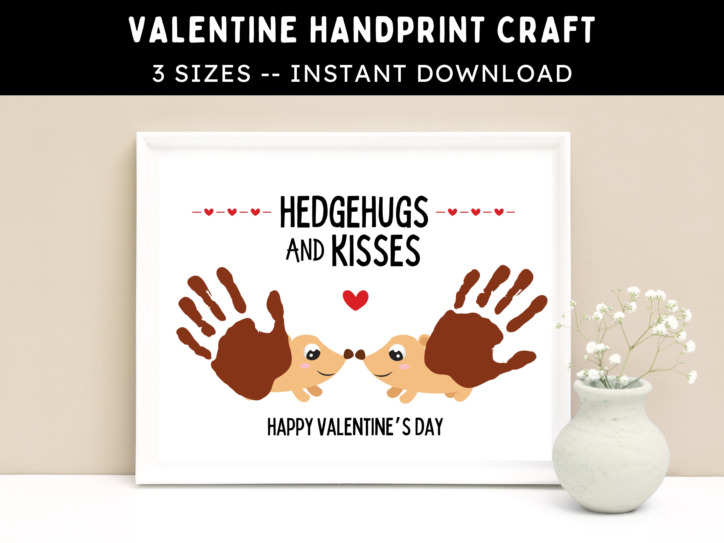 Valentine's Day Hedgehog Handprint Craft Printable DIY Valentine's Day ...