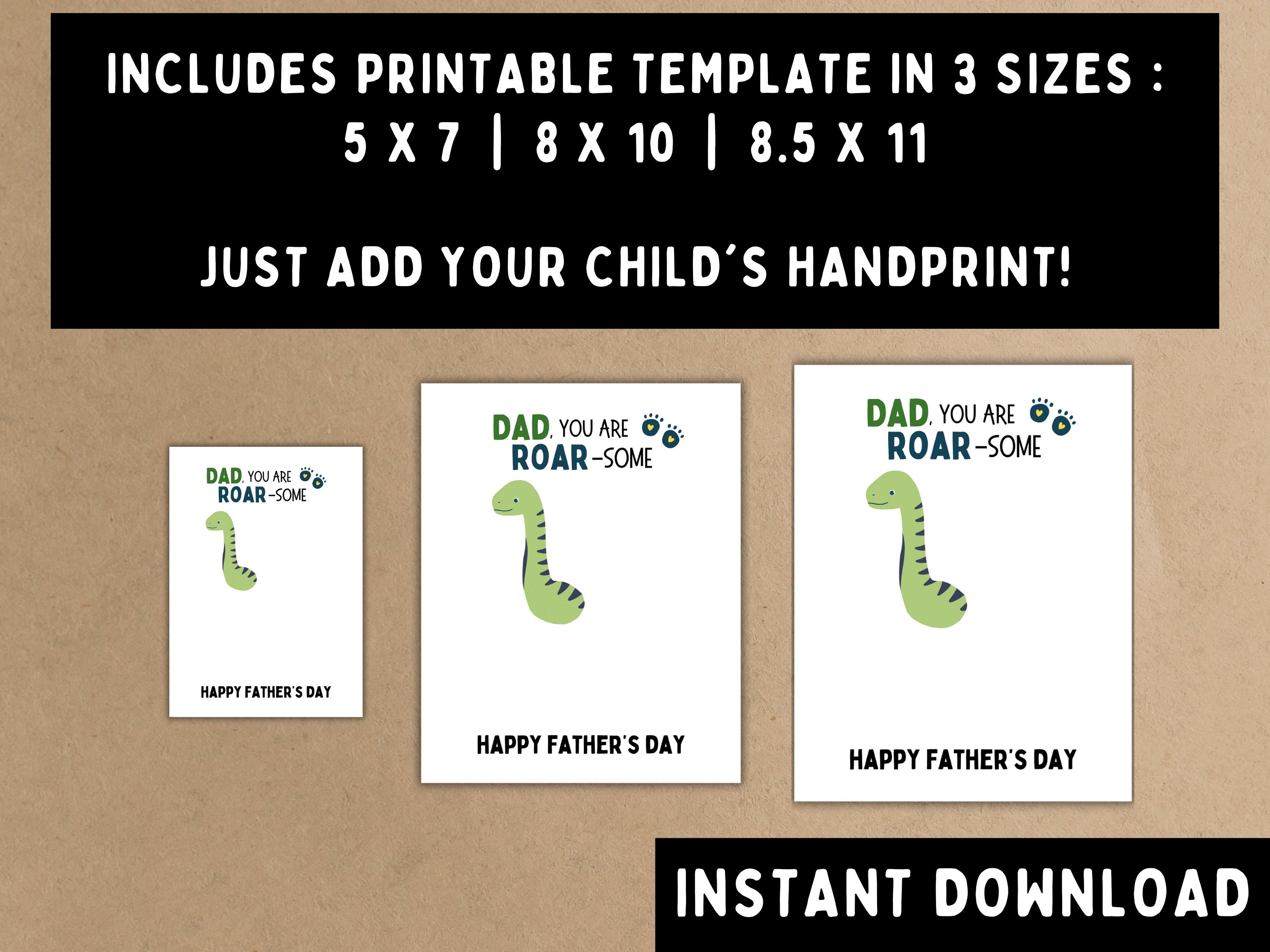 Father's Day Dinosaur Handprint Craft -- Printable DIY Art Activity for ...