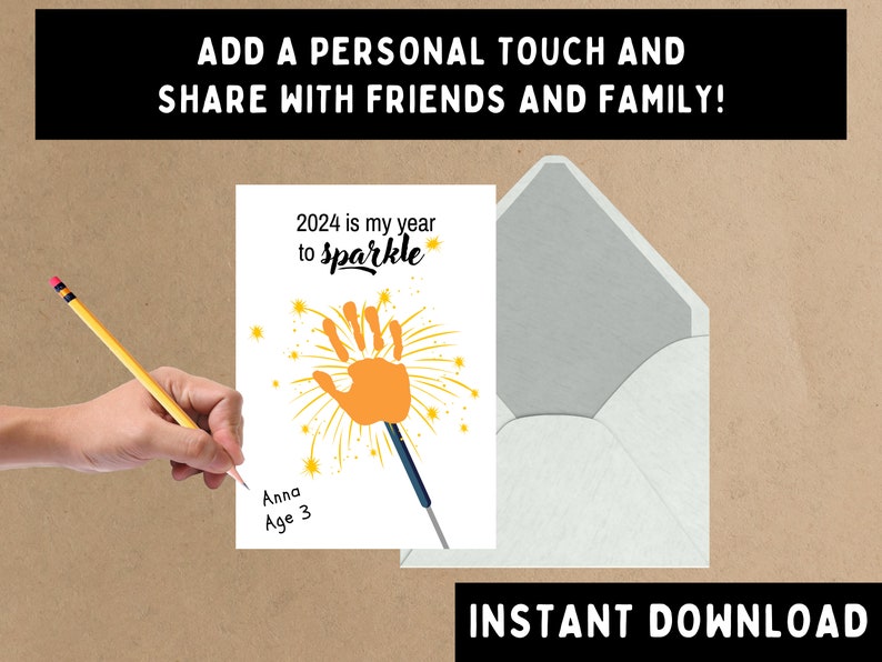 2024 New Year Sparkler Handprint Craft Printable DIY Handprint Activity ...