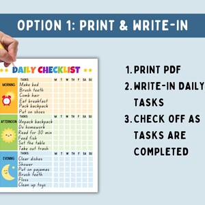 Customizable Daily Checklist for Kids - Responsibility Chart for ...