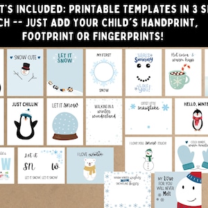 Winter Handprint and Footprint Craft Bundle -- Printable DIY Winter ...