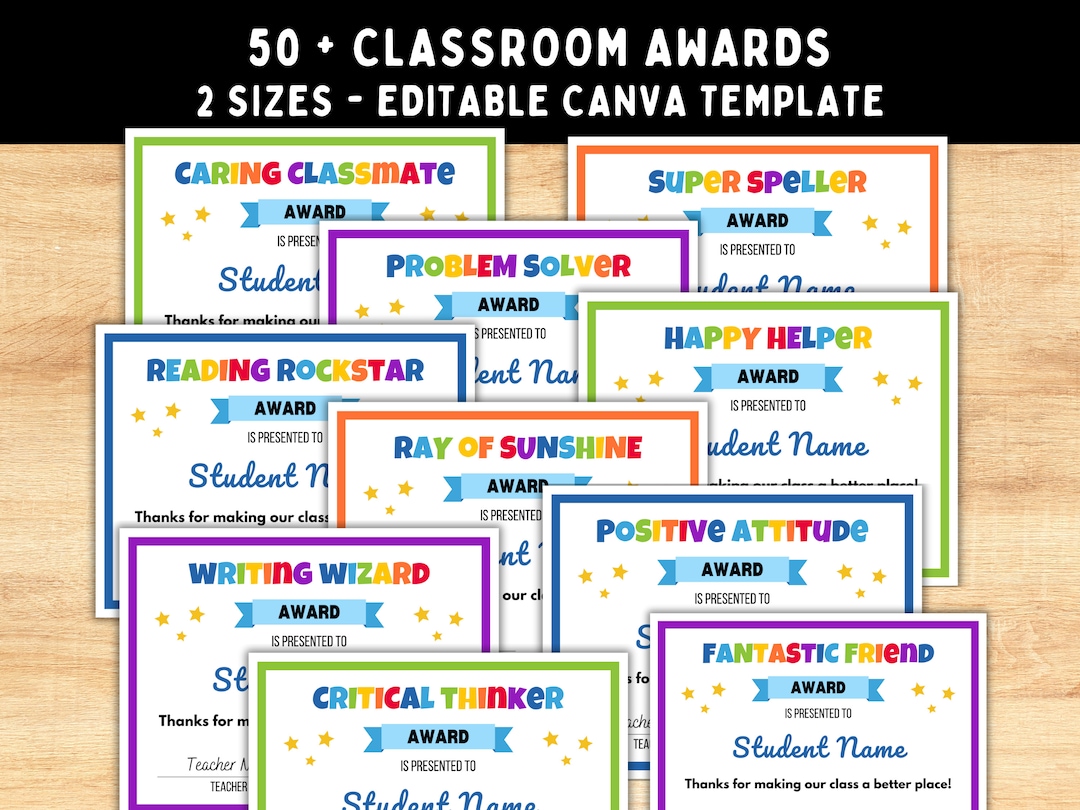 Editable Classroom Awards -- Customizable End of Year Student ...