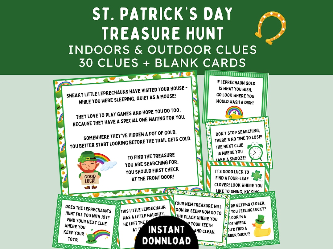 St. Patrick's Day Treasure Hunt -- Printable Leprechaun Scavenger ...