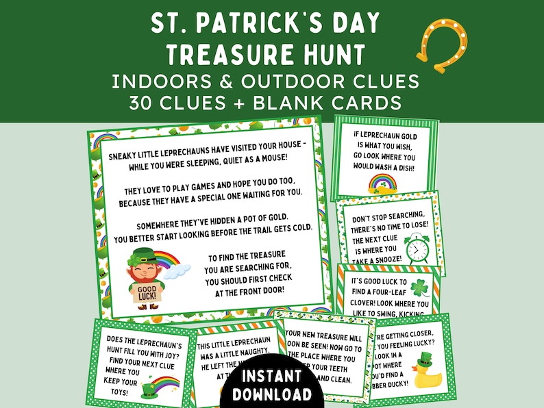 St. Patrick's Day Treasure Hunt Printable St Patrick's Day Scavenger ...