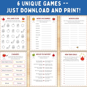 6 Rosh Hashanah Games -- Printable Jewish New Year Activities -- Rosh ...